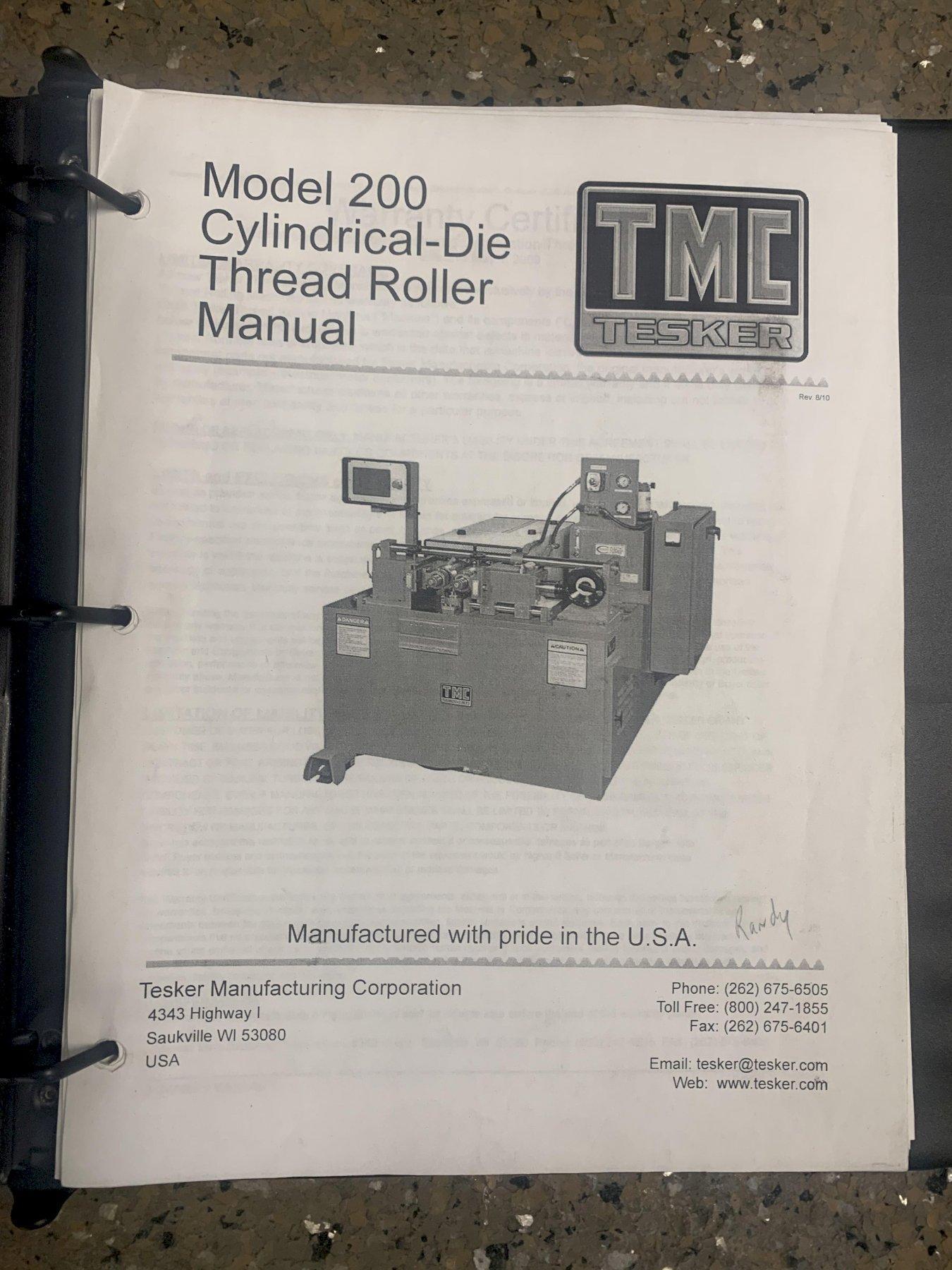 2″ TESKER MODEL 200 THREAD ROLLING MACHINE: STOCK #11793