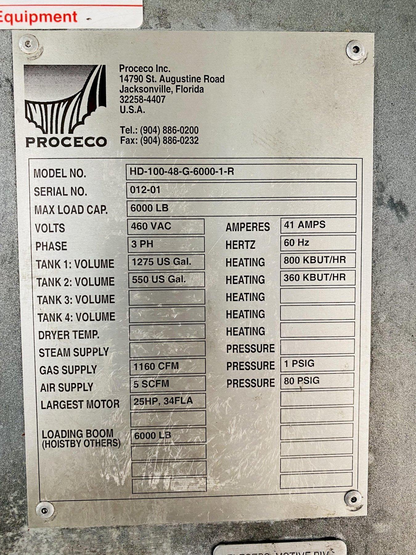 100″ PROCECO MODEL #HD-100-48-G-6000 ROTARY TABLE PARTS WASHER: STOCK 14814