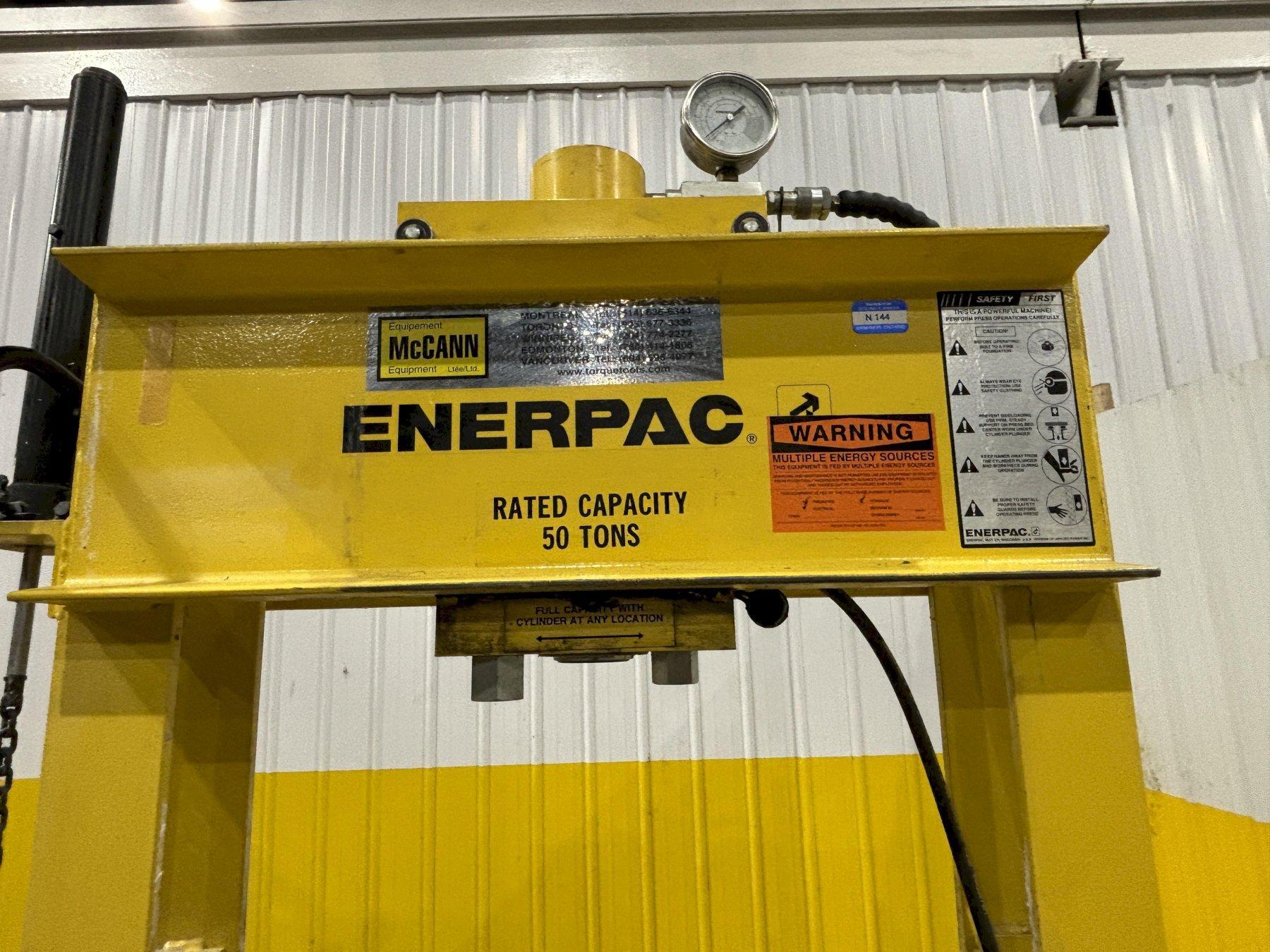 50 TON ENERPAC H-FRAME HYDRAULIC PRESS: STOCK #22033