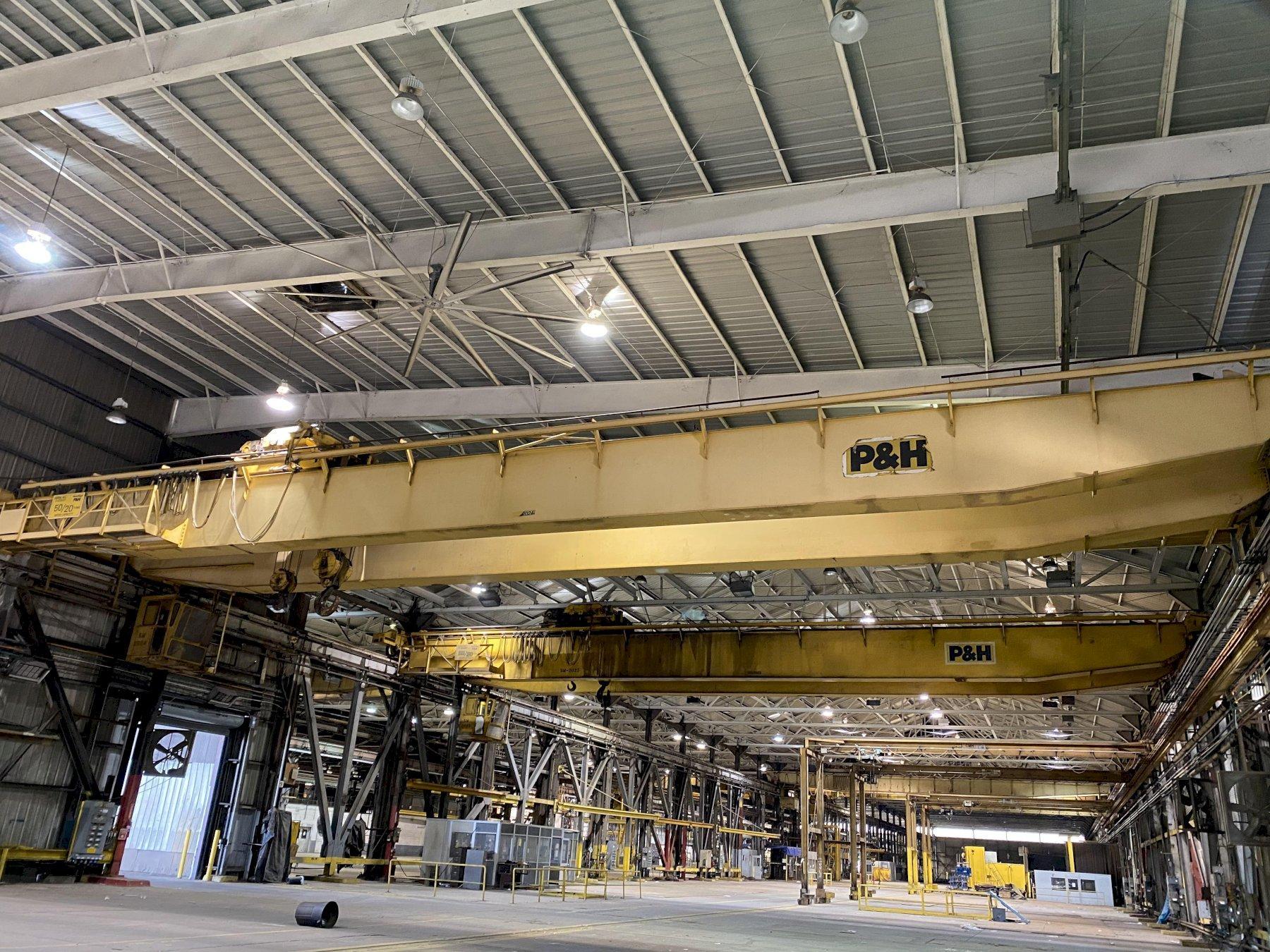 50 TON X 103’6″ P&H OVERHEAD BRIDGE CRANE WITH 20 TON AUXILLARY. STOCK ...