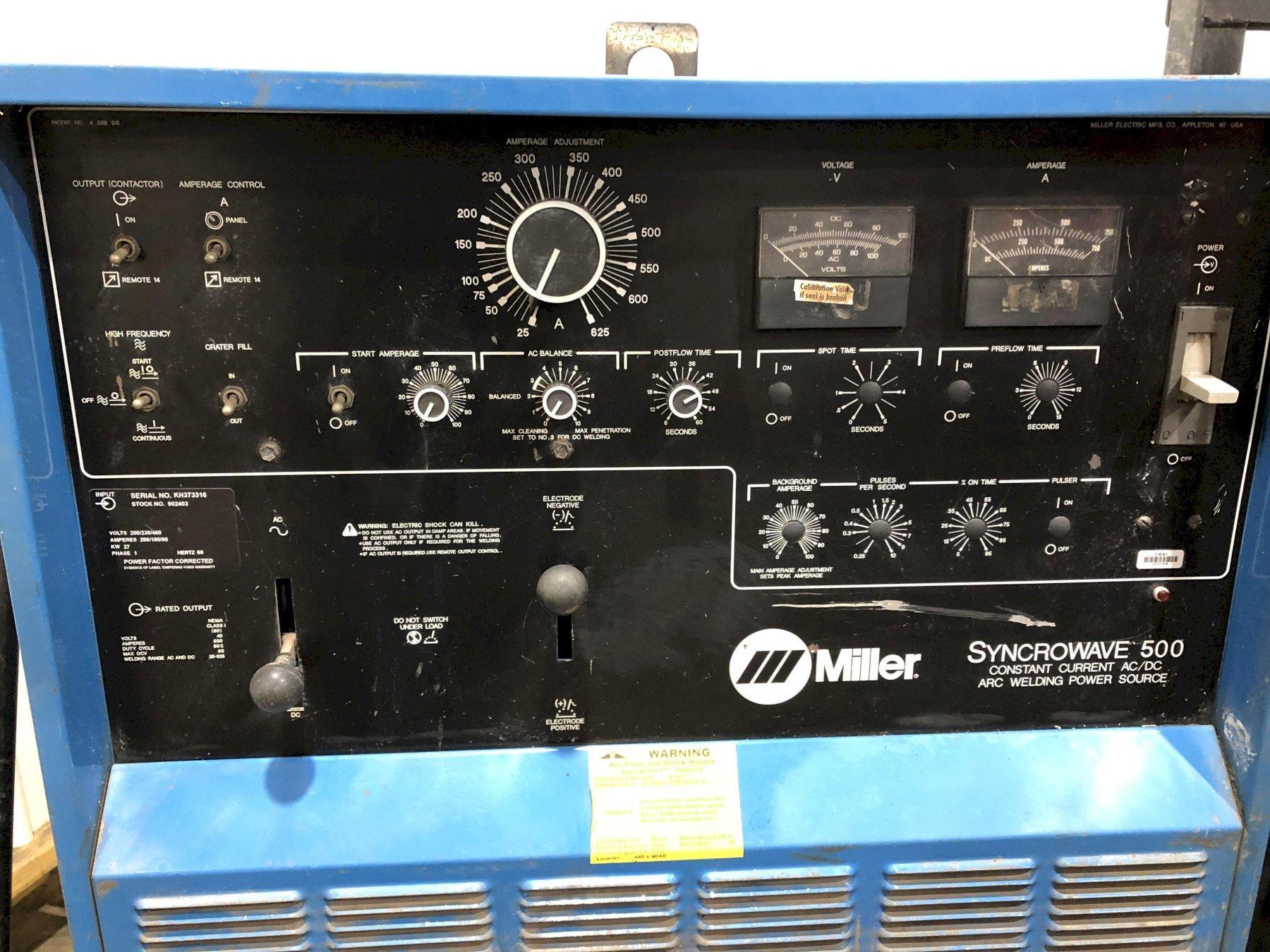 MILLER SYNCROWAVE 500 CONSTANT CURRENT AC/DC ARC WELDING POWER SOURCE ...