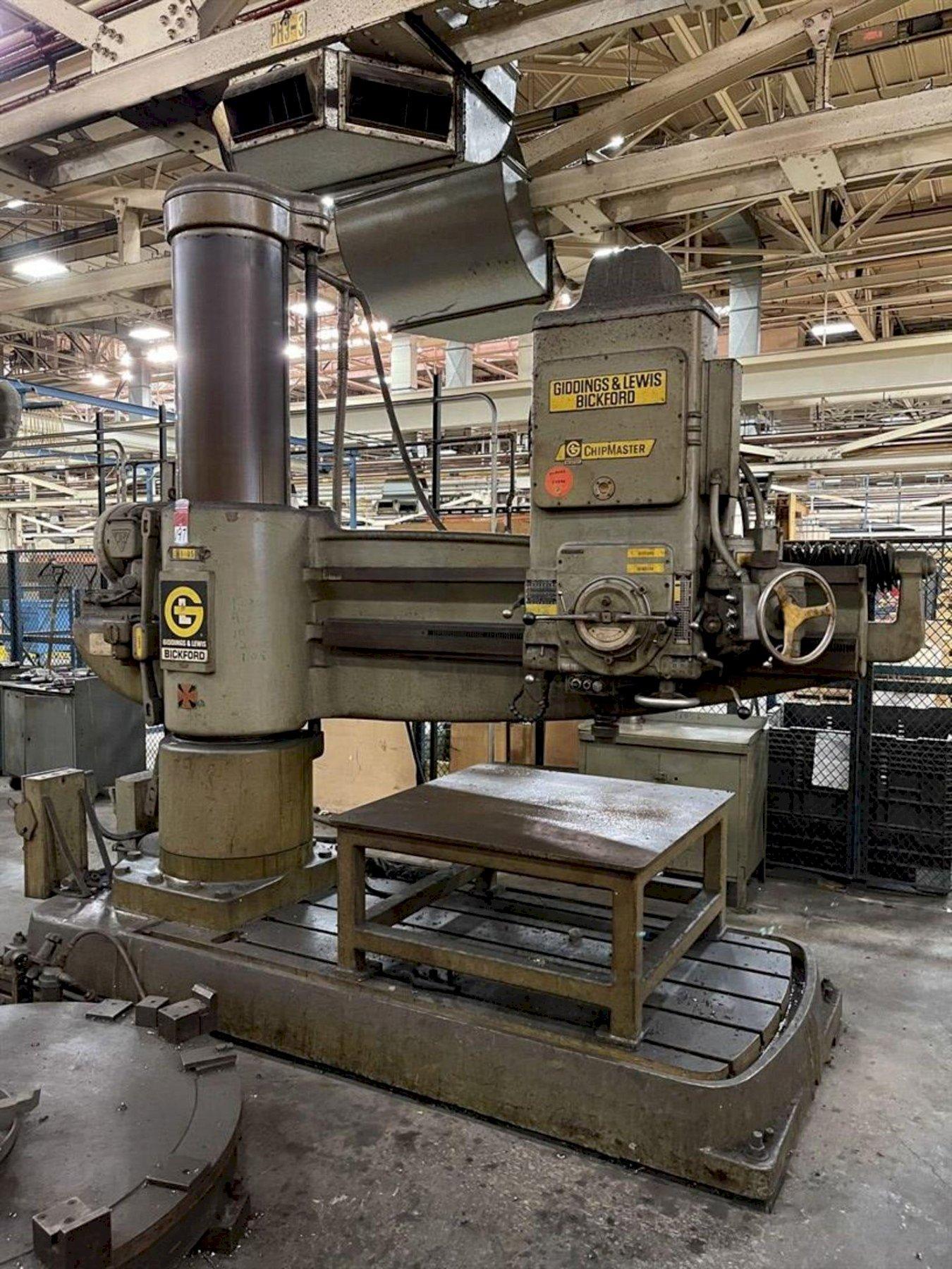 7′ X 19″ GIDDINGS & LEWIS BICKFORD CHIPMASTER RADIAL ARM DRILL. STOCK ...