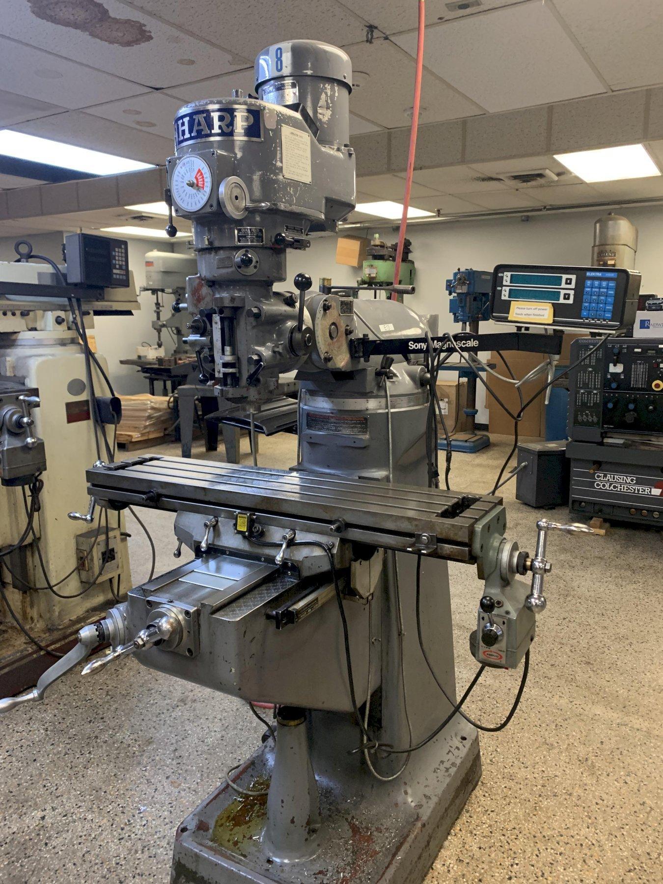 Sharp Variable Speed Vertical Milling Machine, S/N 50522544. | AMC