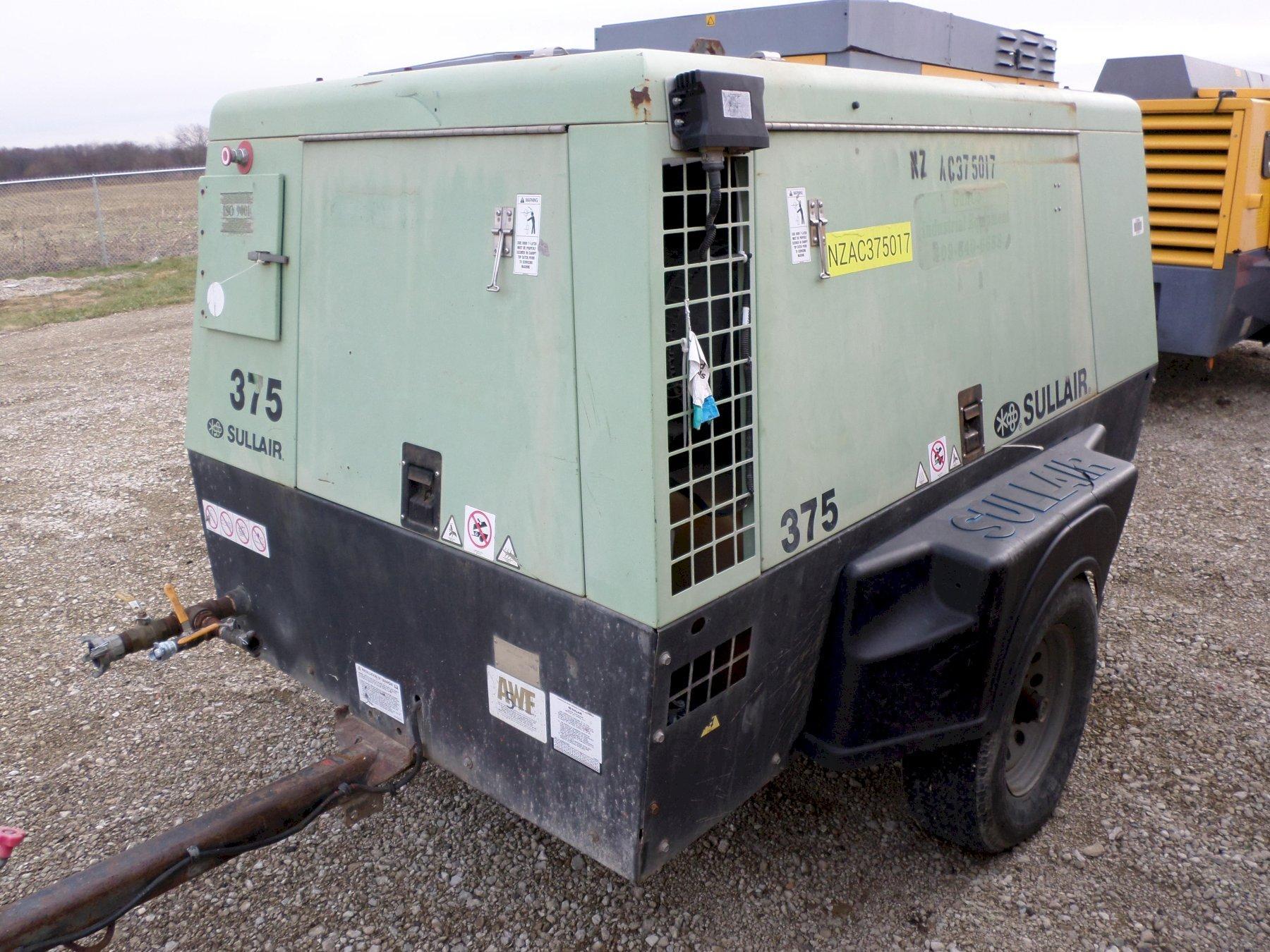 #375 CFM SULLAIR MODEL #375DPQ PORTABLE AIR COMPRESSOR, NEW 2009: STOCK ...