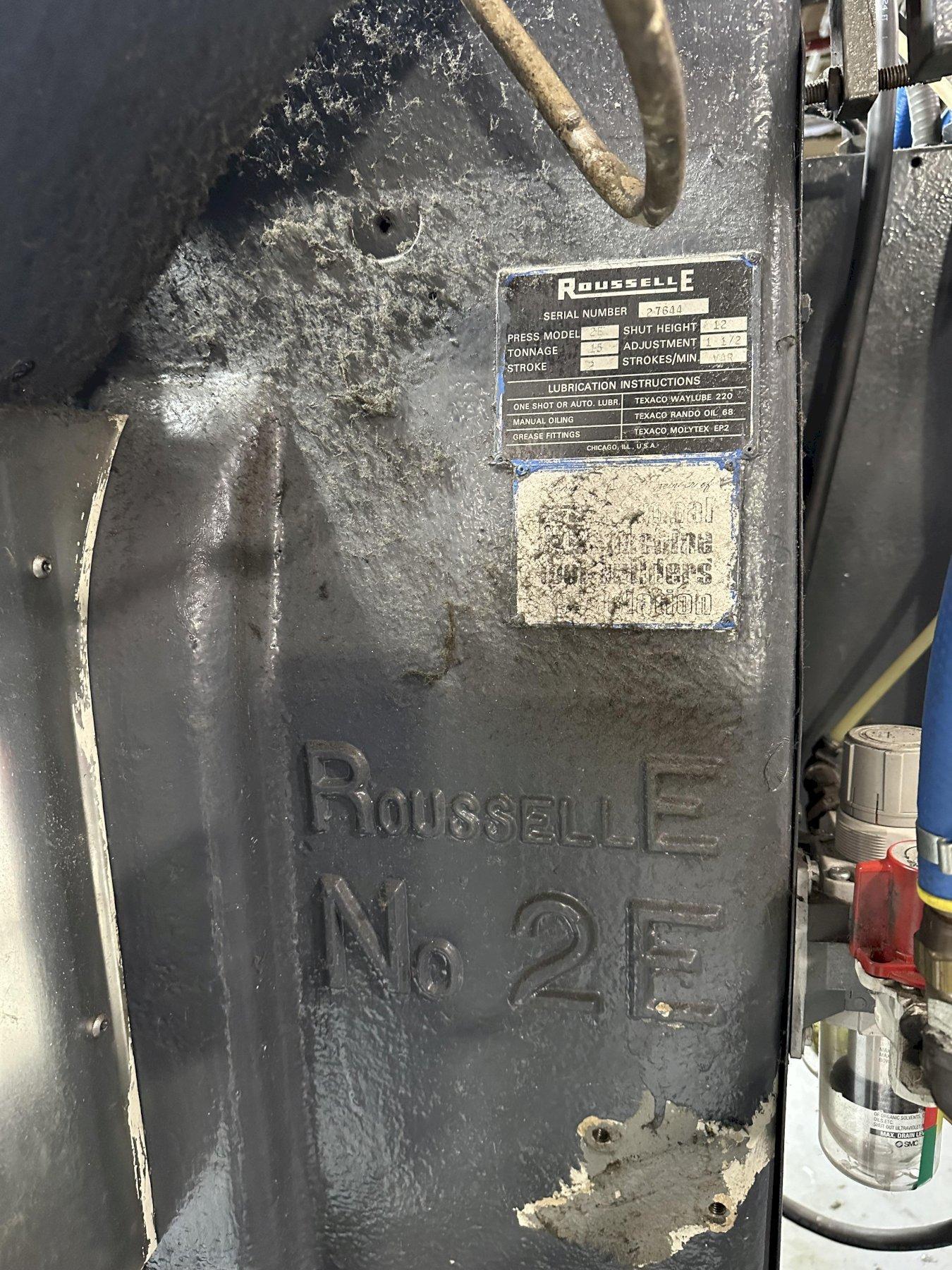 15 TON ROUSSELLE MODEL 2E PRESS, 2″ STROKE: STOCK #20169