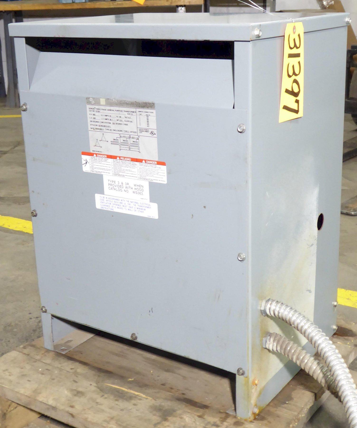 15 KVA Square D Transformer Cat. No. 15T6H, HV 480, LV 240, 3 Phase | C ...