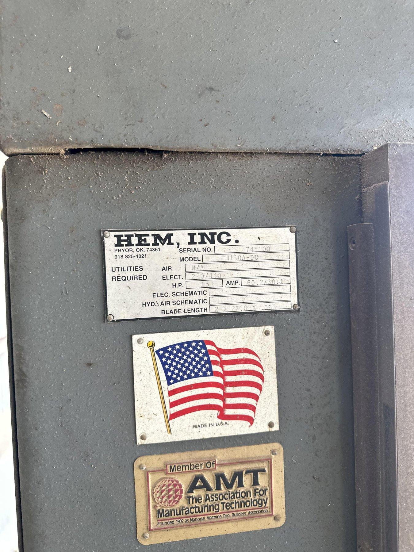 HEM MODEL H160A-DC AUTOMATIC HORIZONTAL BANDSAW: STOCK #18534