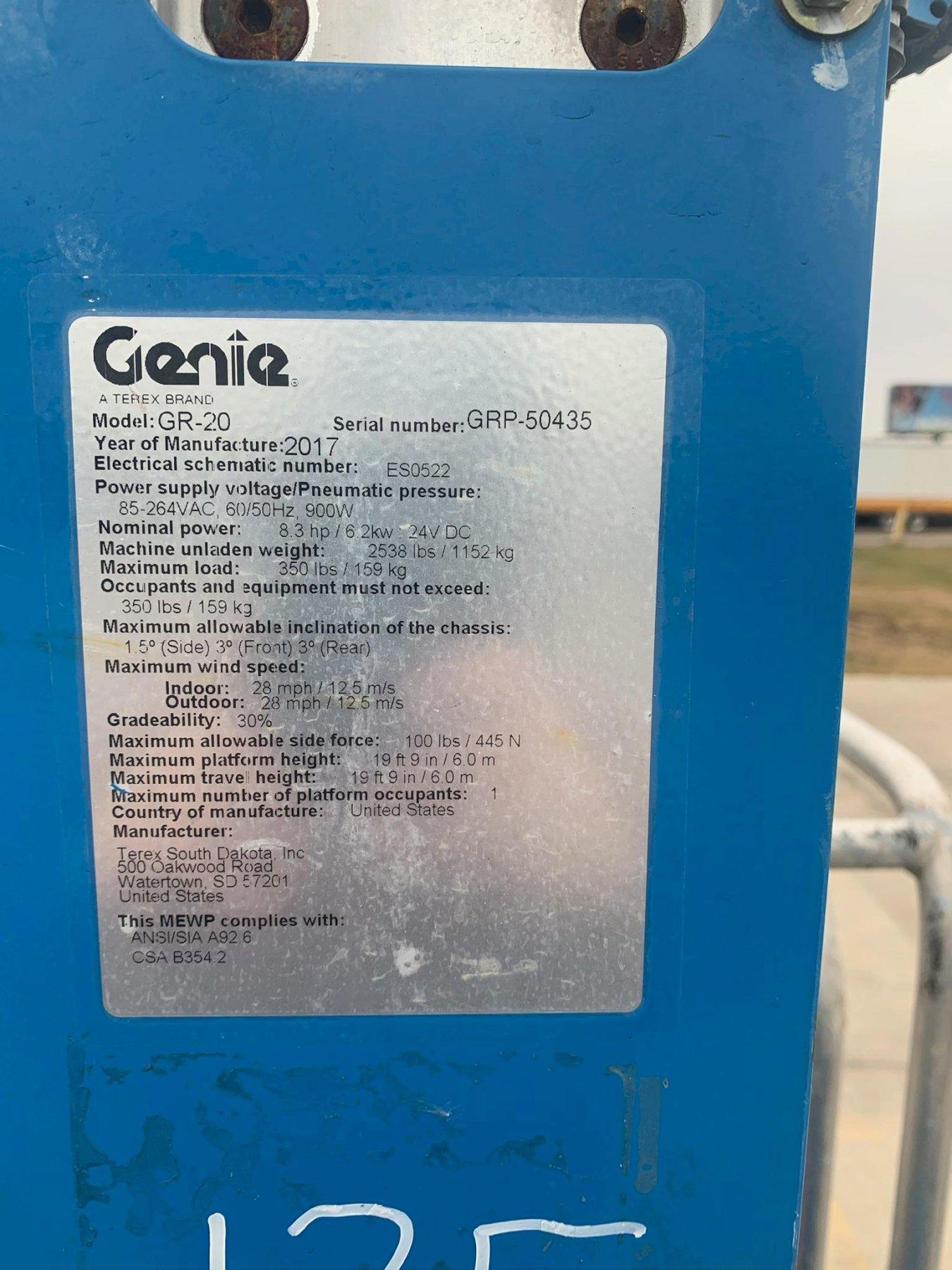 1 – PREOWNED GENIE SCISSOR LIFT, MODEL #: GR-20, S/N: GRP-50435 | Smith ...