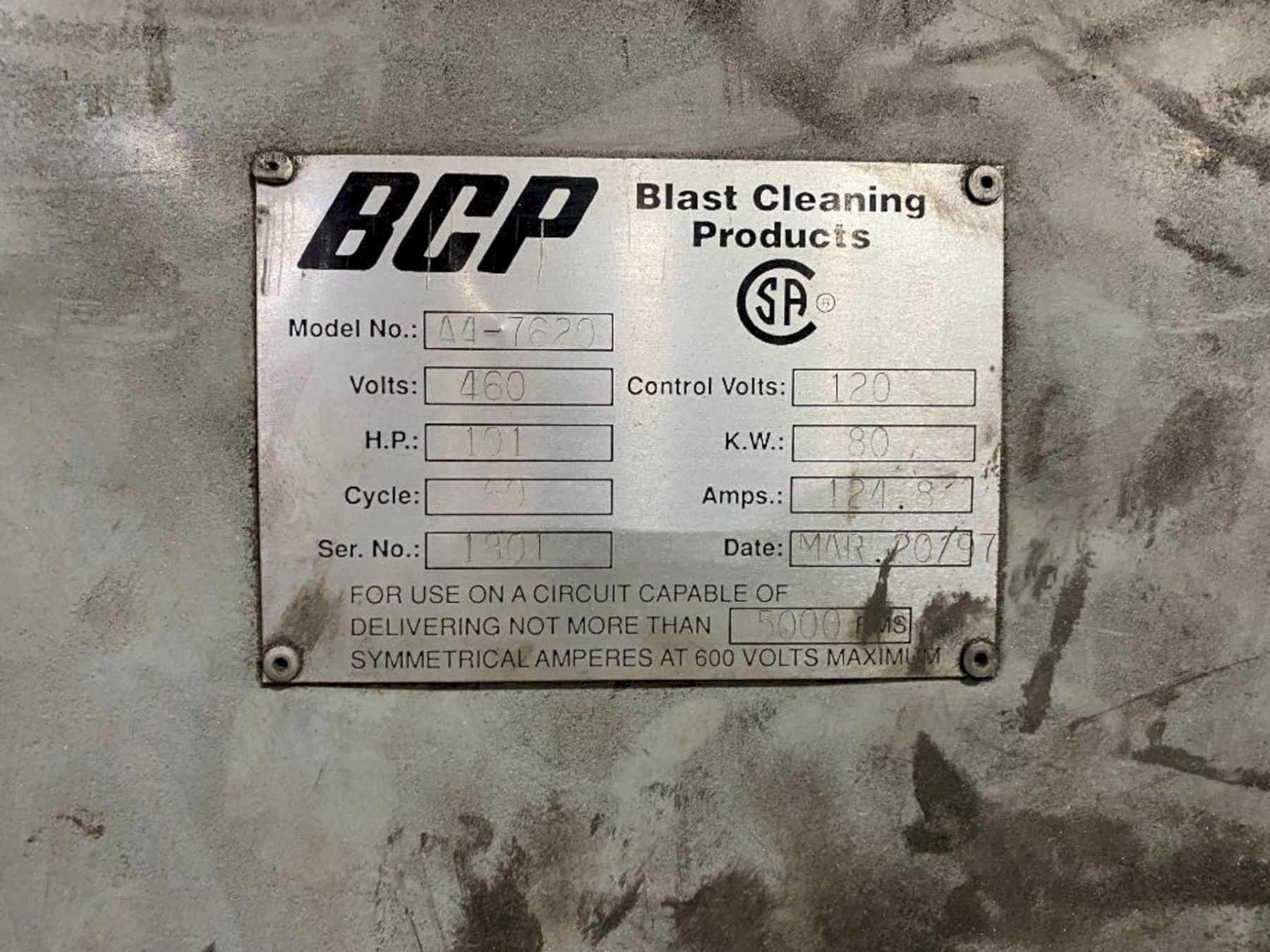 BCP MODEL #A4-7620 3-WHEEL PASS THROUGH BLAST MACHINE, RECLAIM & DUST ...