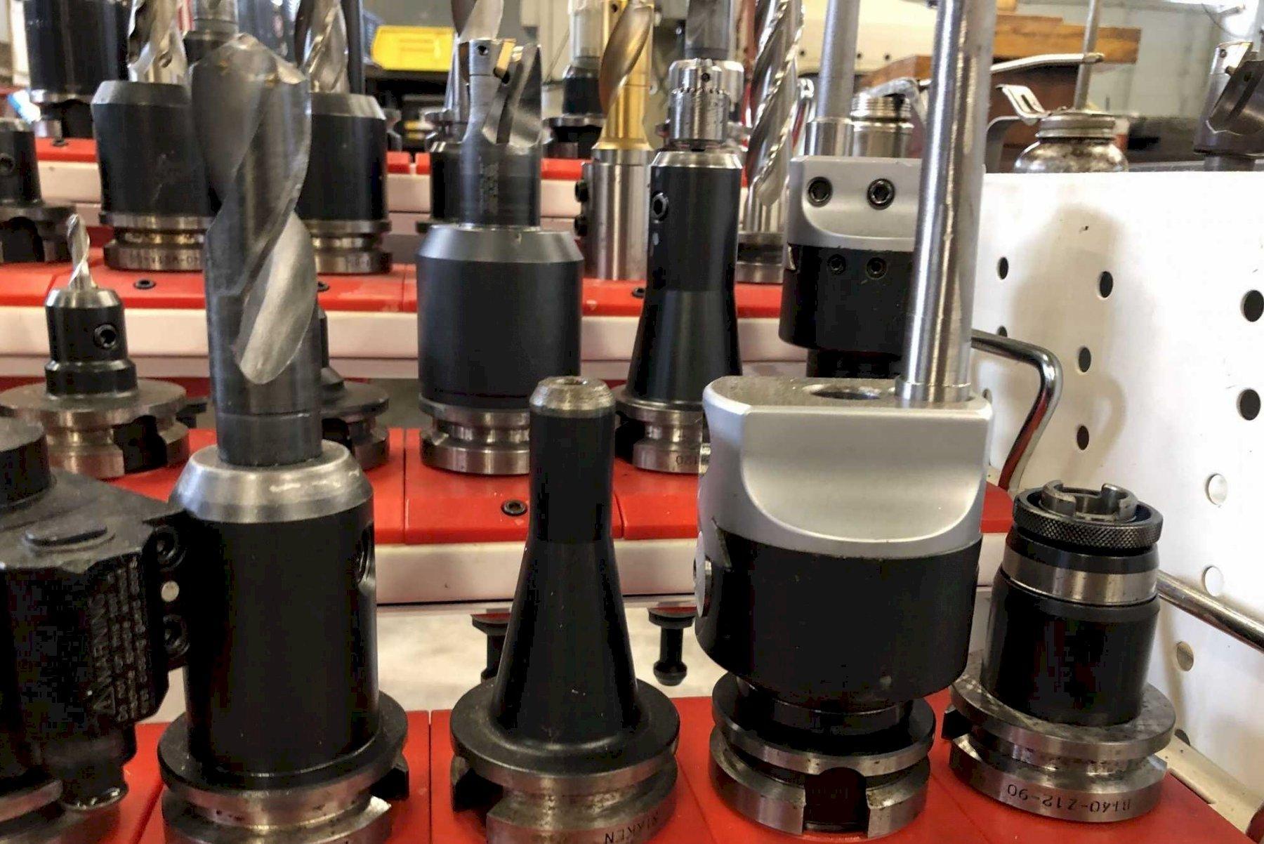 (27) BT40 TOOL HOLDERS WITH ASSORTED TOOLS & CART: STOCK #11347