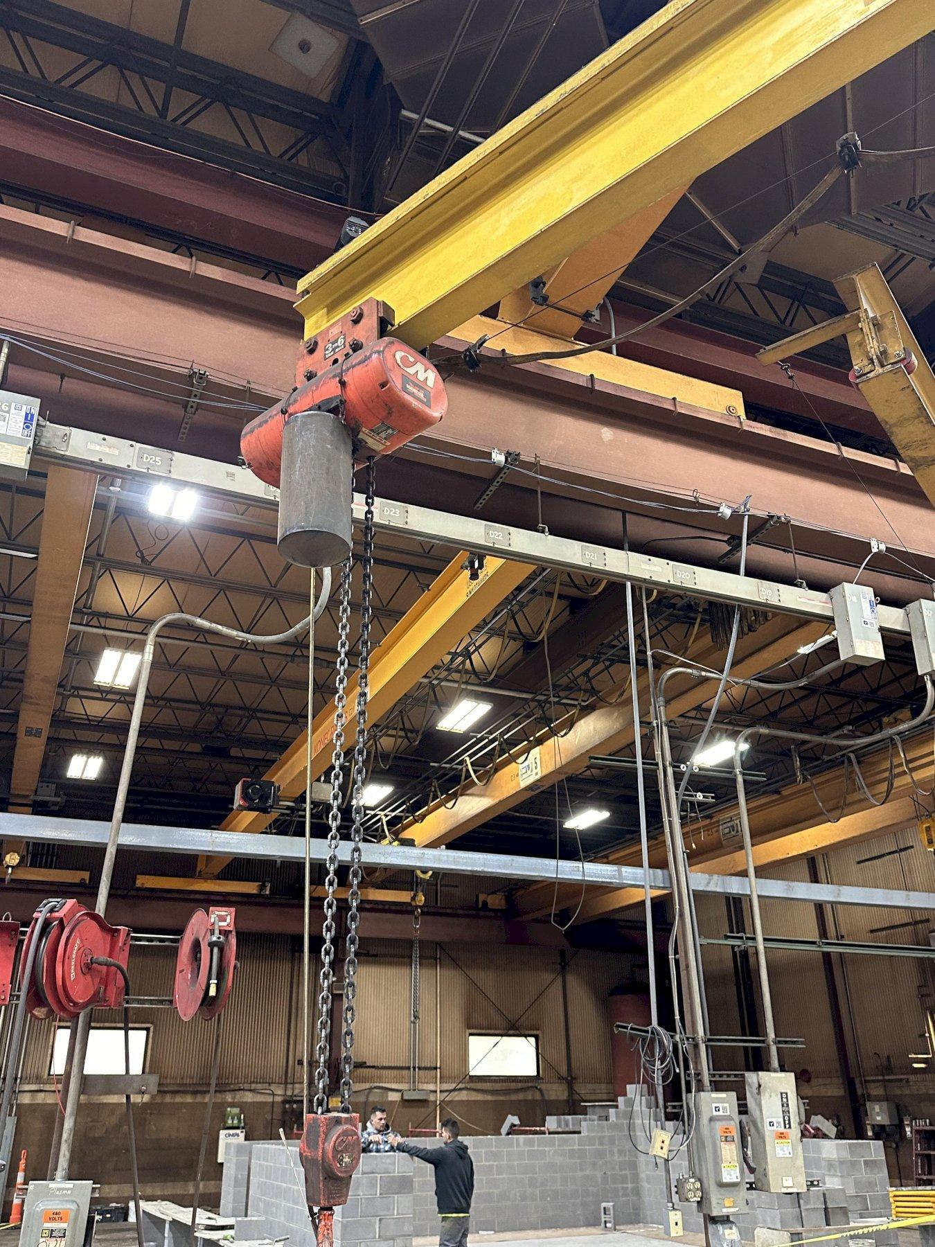 3 TON X 16′ X 15′ H GORBELL FREE STANDING JIB CRANE W/ HOIST & POWER ROTATION: STOCK #22243