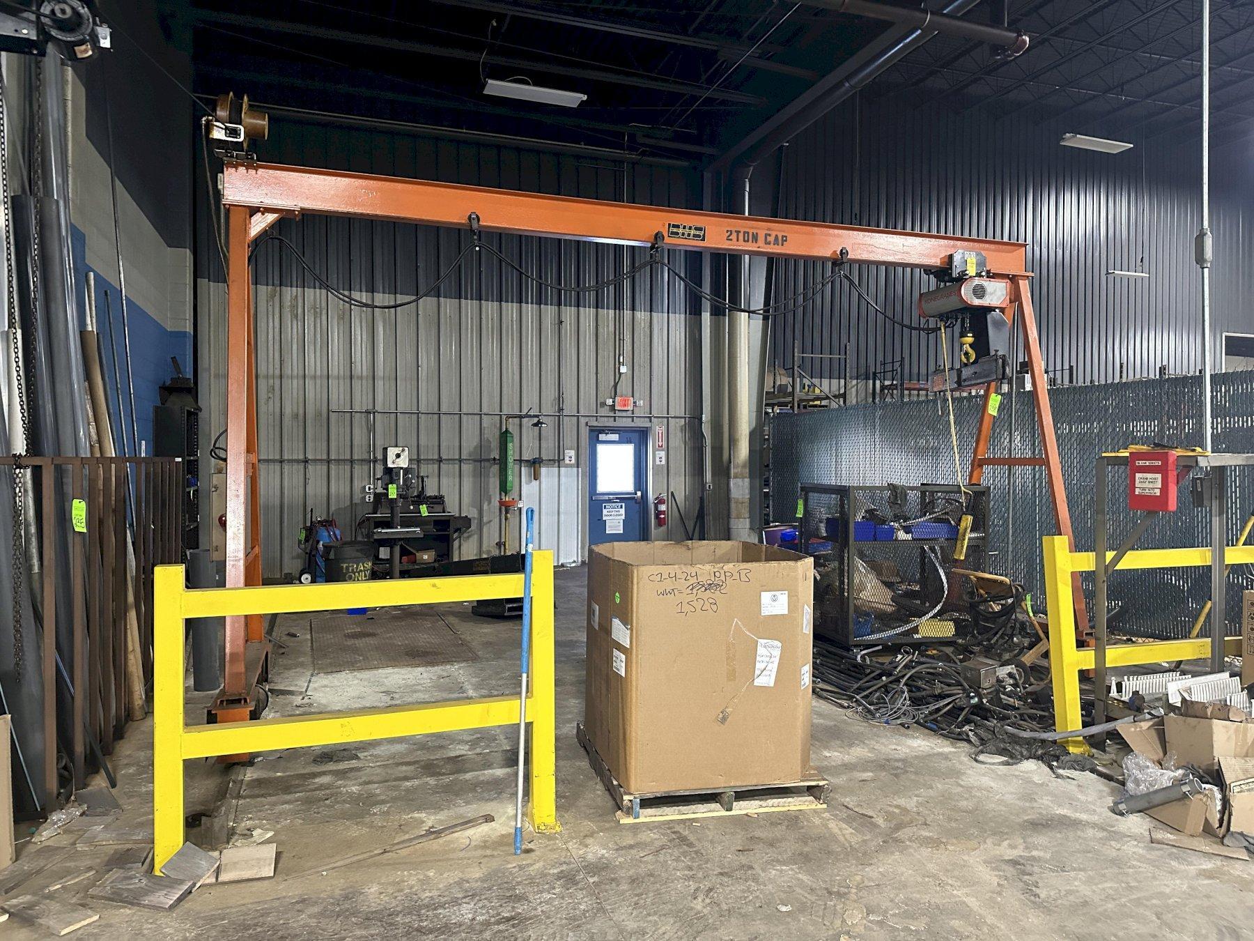 2 TON BHS POWERED ROLLING GANTRY CRANE WITH 2 TON KONE HOIST: STOCK #22506