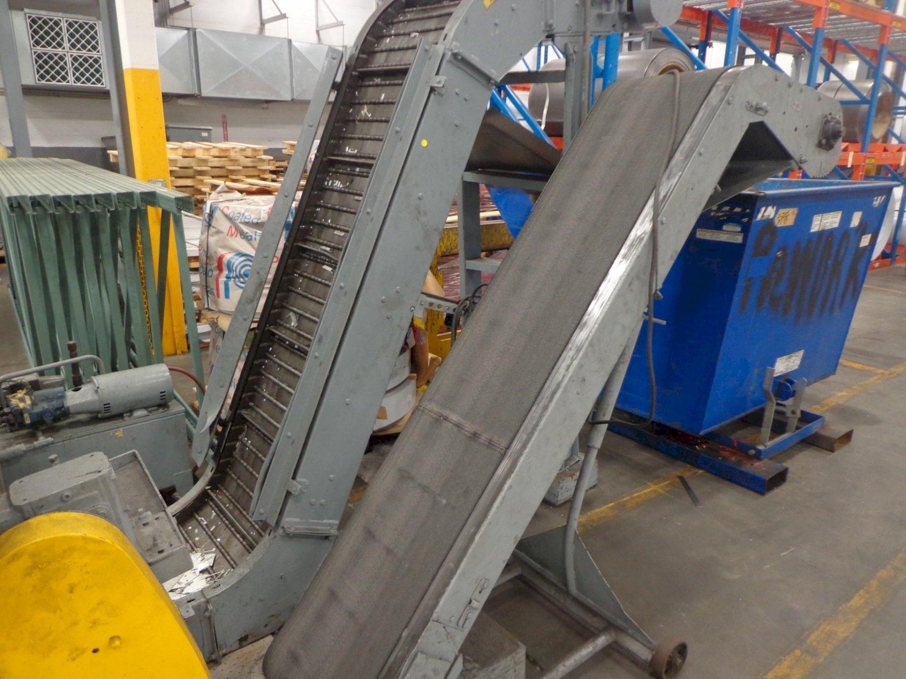 INCLINED METAL MAGNETIC BELT CONVEYOR: STOCK #12636