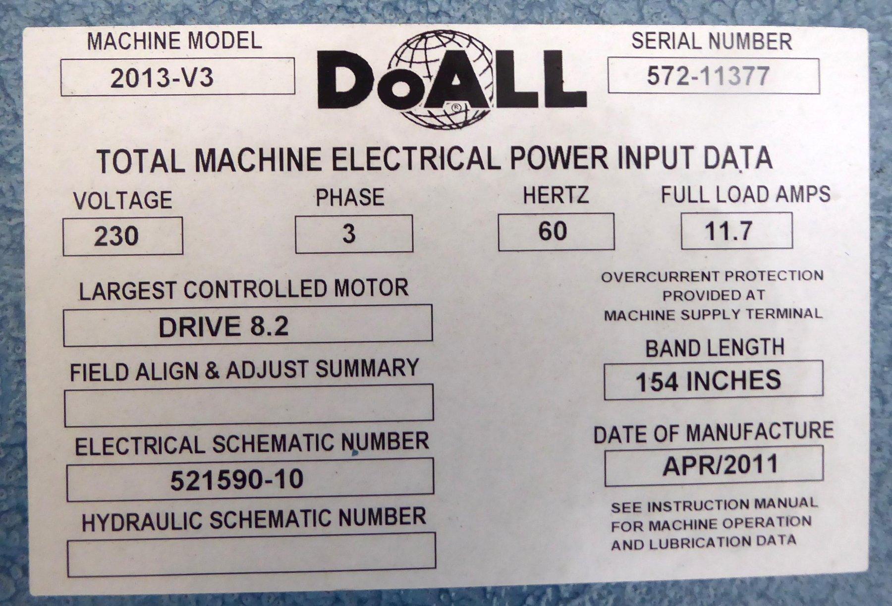 20″ Doall Vertical Band Saw 2013-V3, 13″ Under Guide, 30-5500 FPM, 26 ...