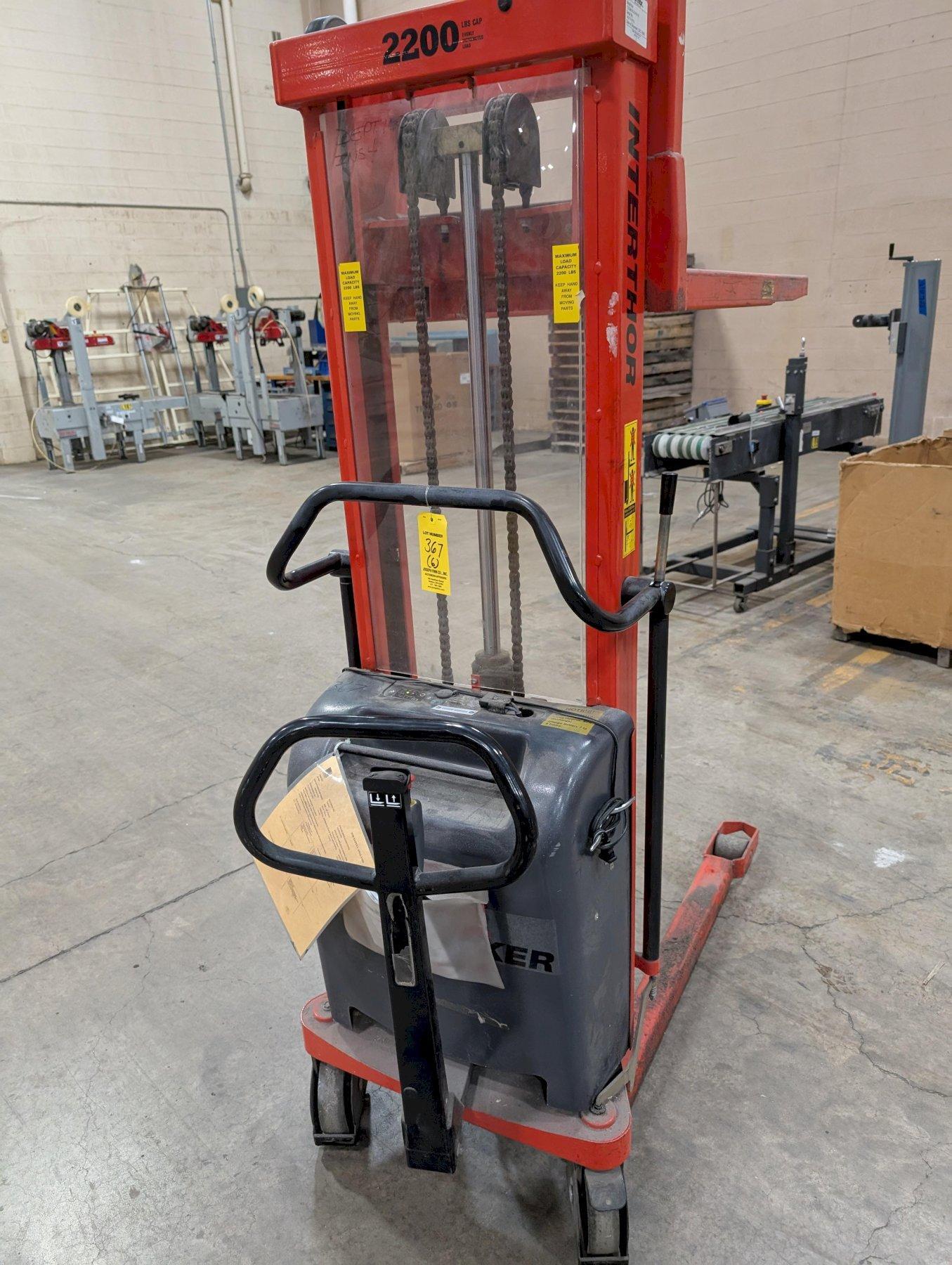 Interthor Powered Lift Pallet Stacker – 2,200 lb, Raises Pallets up to ...