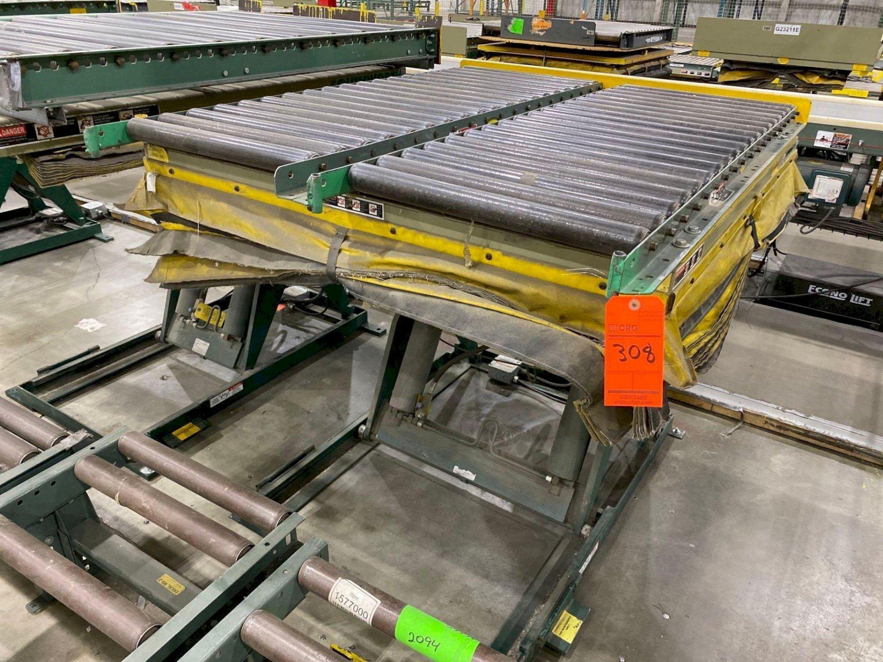 5′ X 21″ 3500 LB SOUTHWORTH DOUBLE ROLLER TOP LIFT TABLE: STOCK #20922
