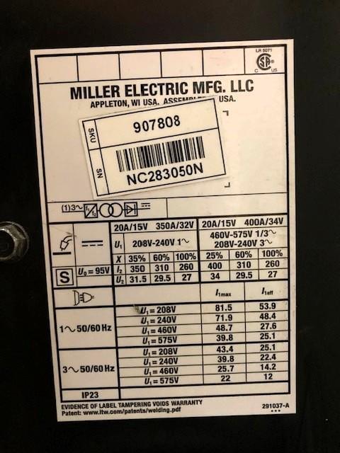 Miller Millermatic 355 MIG/Pulsed MIG Welder equipped with Spool Gun ...
