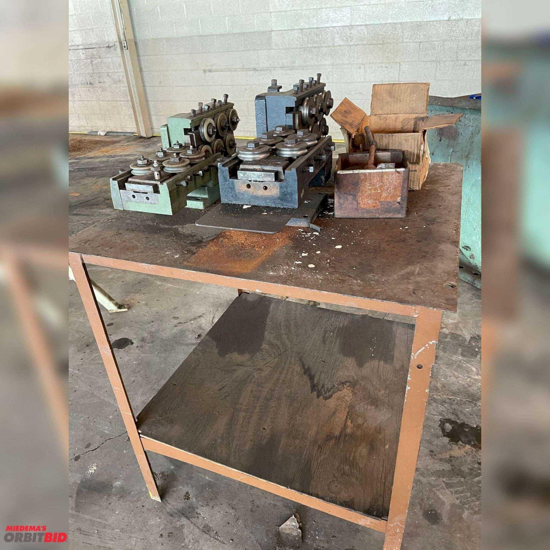 PIPE ROLLERS WITH PIPE DIES & METAL TABLE: STOCK #15425
