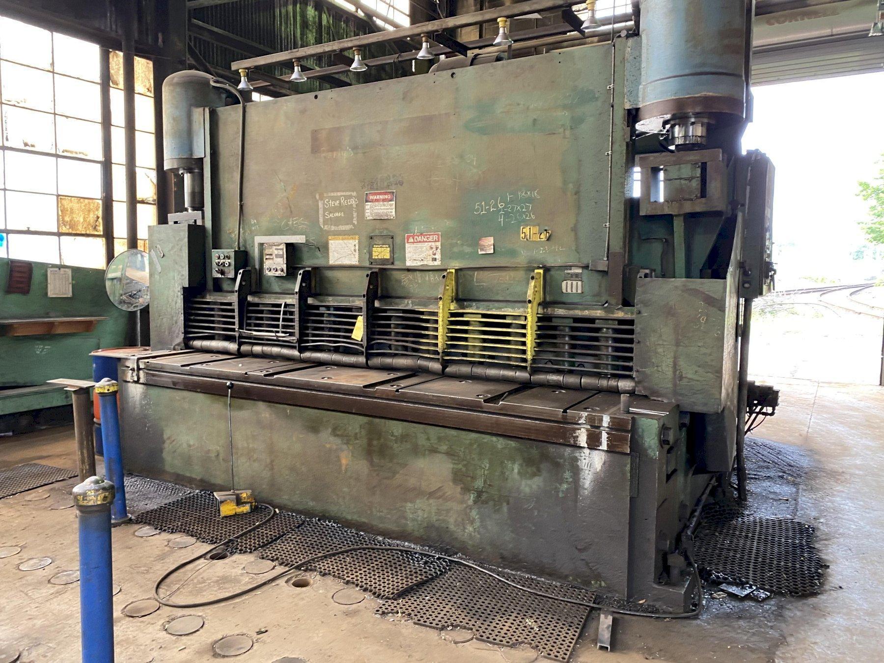 12′ X 1.25″ NIAGARA MODEL 12-1-1-1/4 HYDRAULIC POWER SHEAR WITH ...