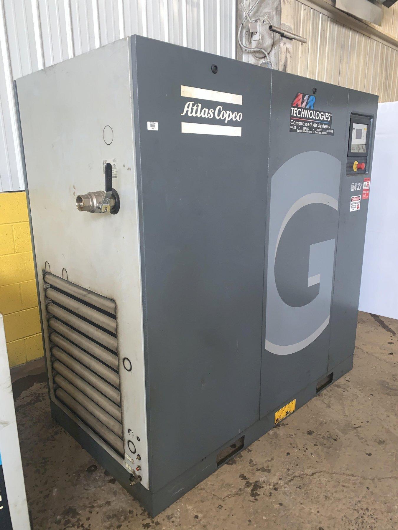 227 CFM X 50 HP ATLAS COPCO MODEL GA37 ROTARY SCREW AIR COMPRESSOR: STOCK #12522