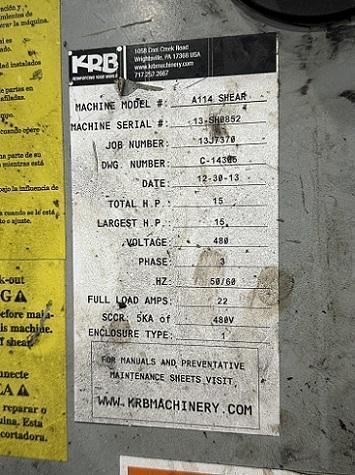 KRB A114 - Shears, Bar & Billet | Machine Hub