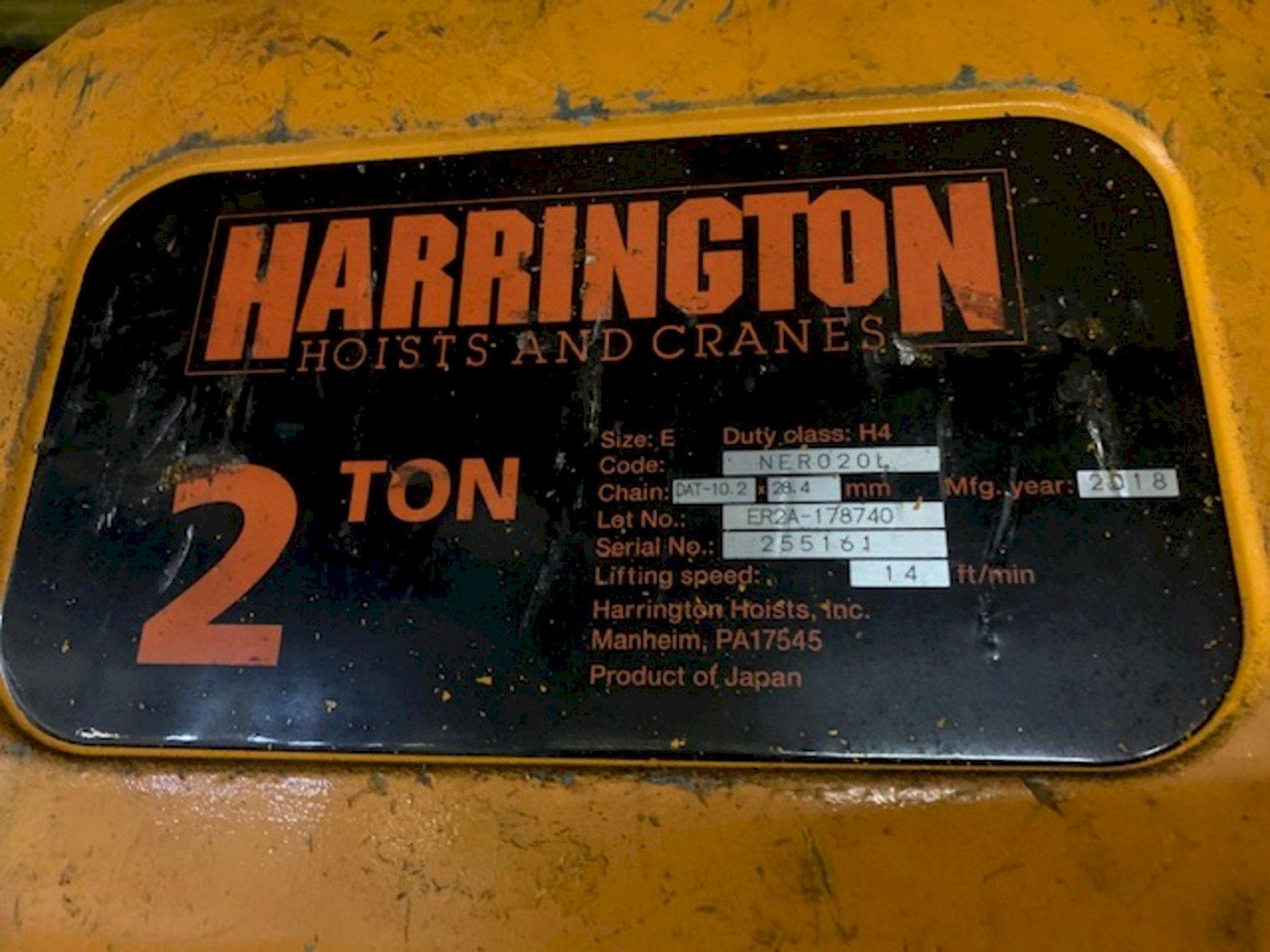 2 TON HARRINGTON ELECTRIC CHAIN HOIST / POWER TROLLEY: STOCK #14556