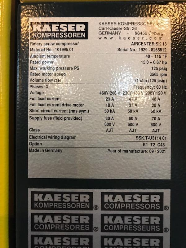 25 hp Kaeser Rotary Screw Air Compressor - FP Miller