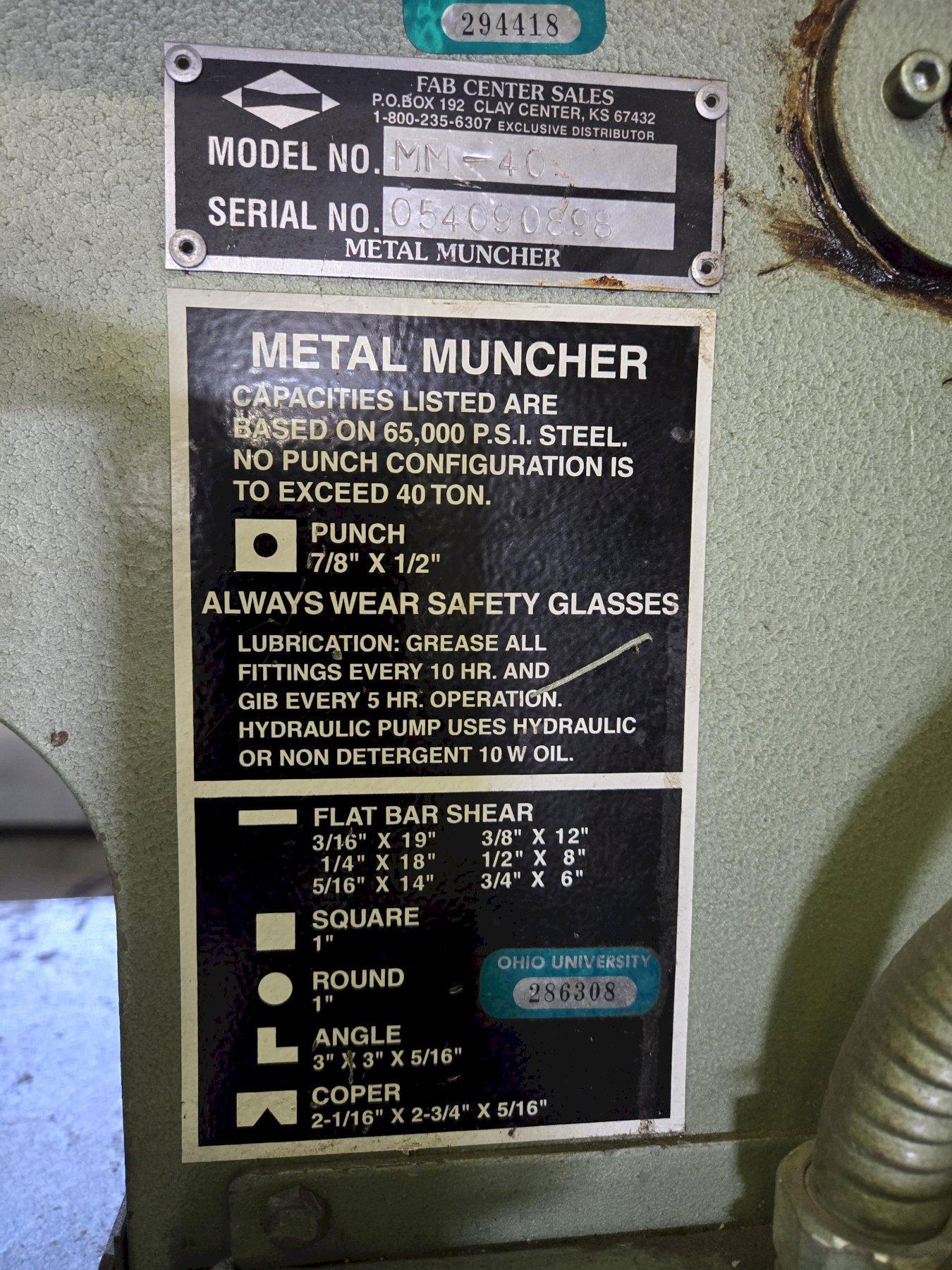 METAL MUNCHER MM-40 - Ironworkers | Machine Hub