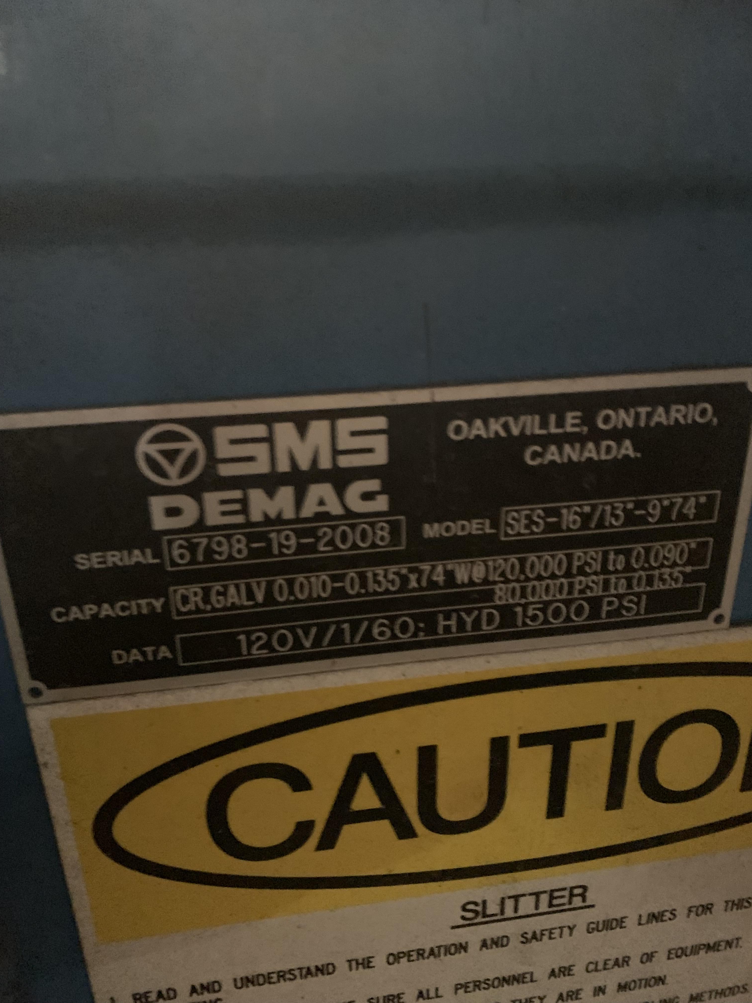 74″ X 9″ SMS DEMAG MODEL #SES-16″/13″-9″74″ SLITTING HEAD: STOCK 10045