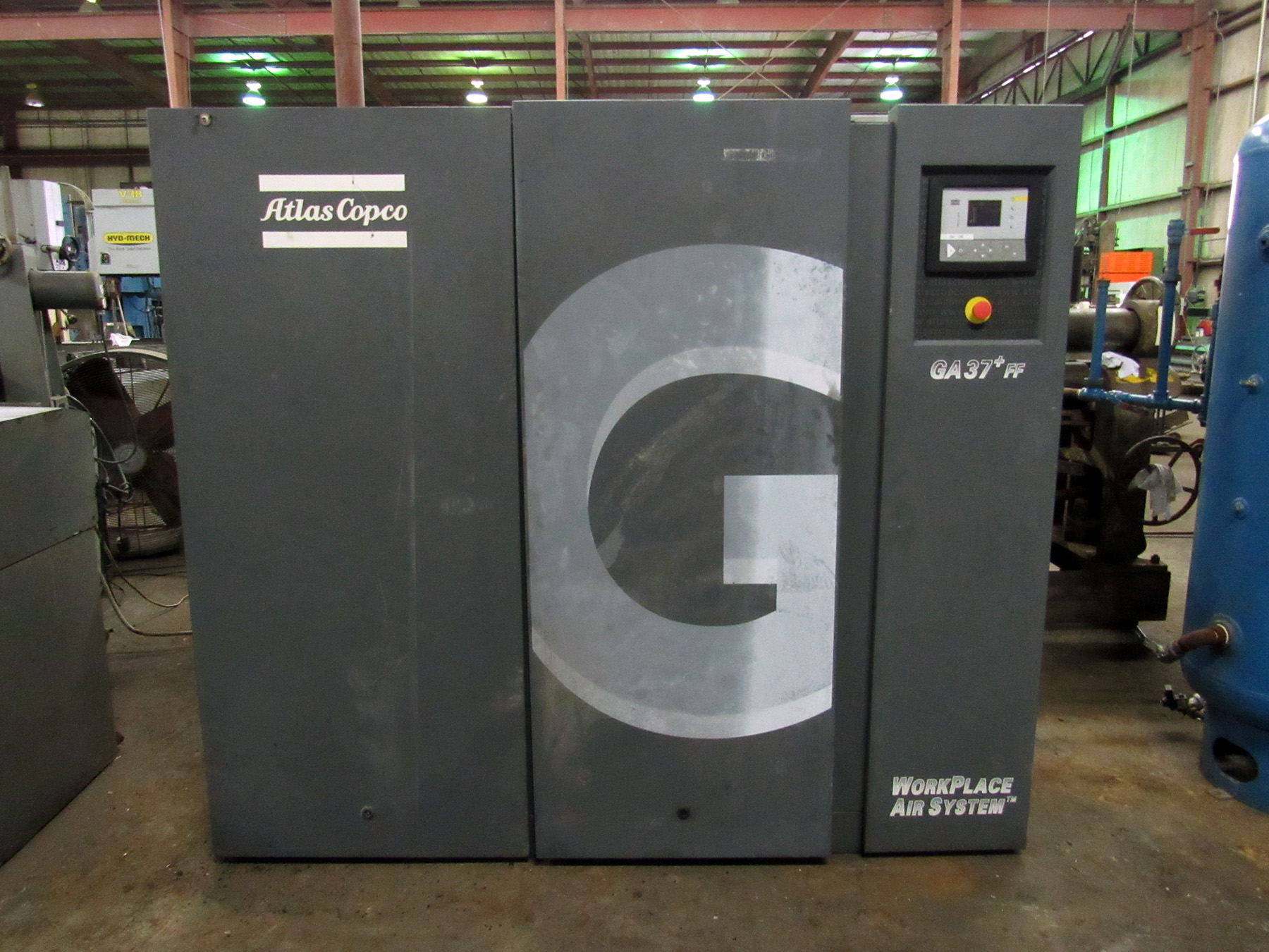 USED, ATLAS COPCO MODEL GA37+FF OIL-INJECTED ROTARY SCREW AIR ...