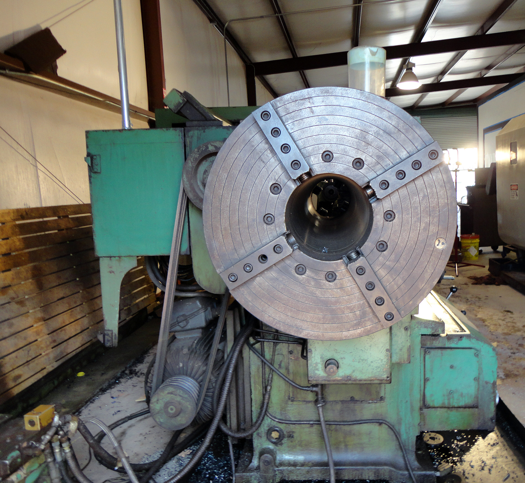 USED, 36″ X 96″ DEMOOR HOLLOW SPINDLE TRACER LATHE WITH 9-1/2″ SPINDLE ...