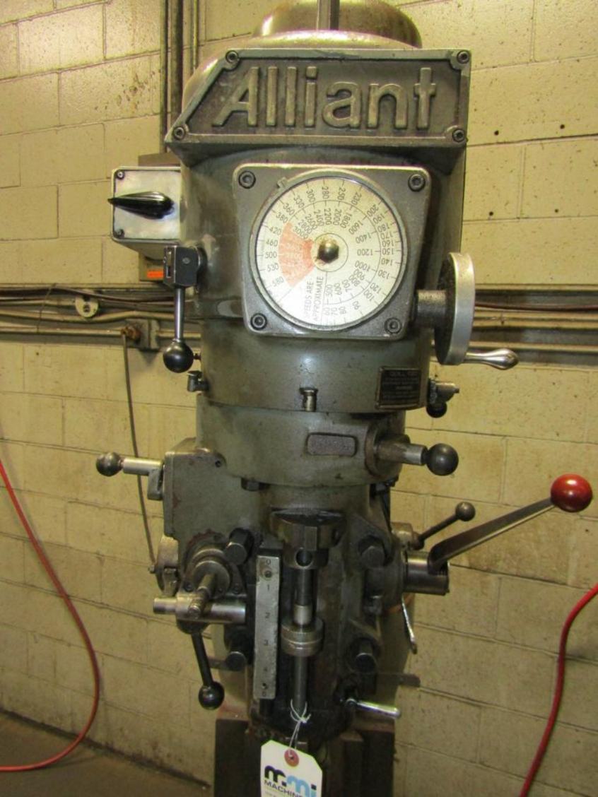 1 – PREOWNED ALLIANT VERTICAL MILLING MACHINE, MODEL #: RT2, S/N 315488 ...