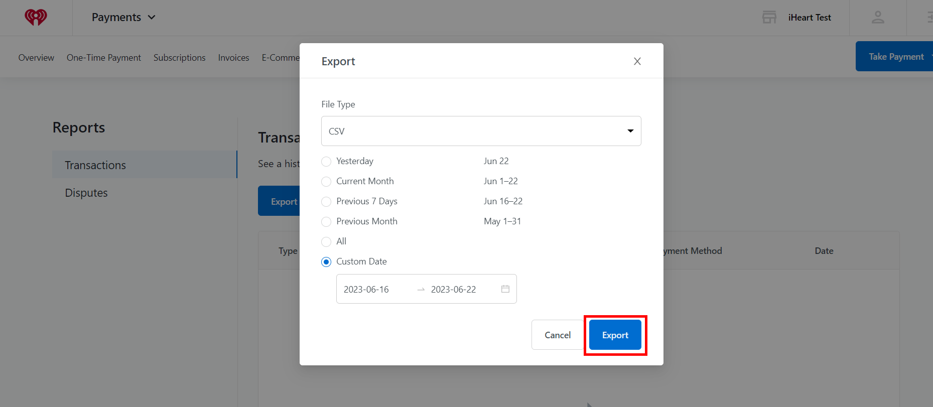Exporting Transactions from Payments – iHeartMedia