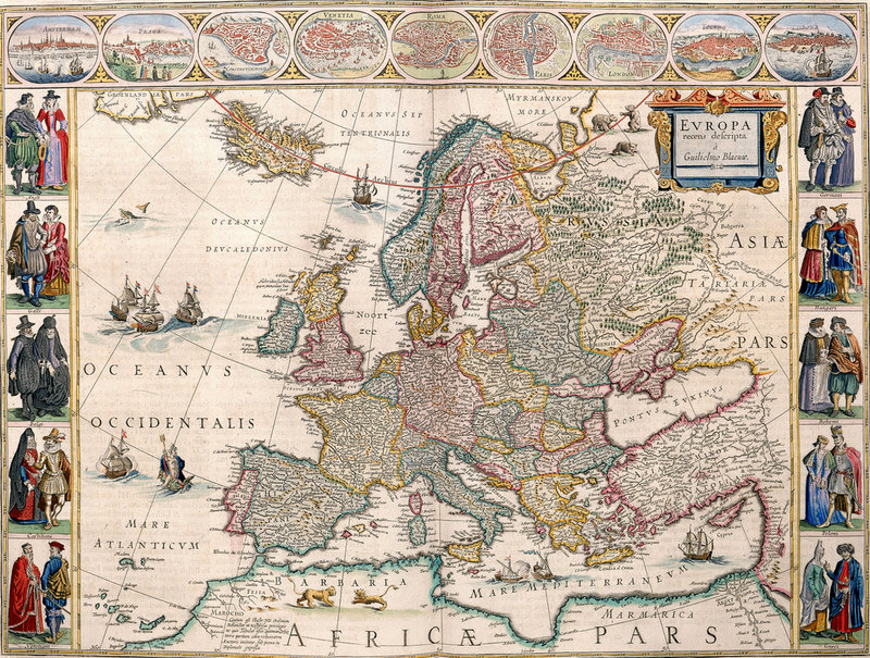 Map of Europe from the Blaeu Atlas, 17th century - John Blaeu - Royal ...
