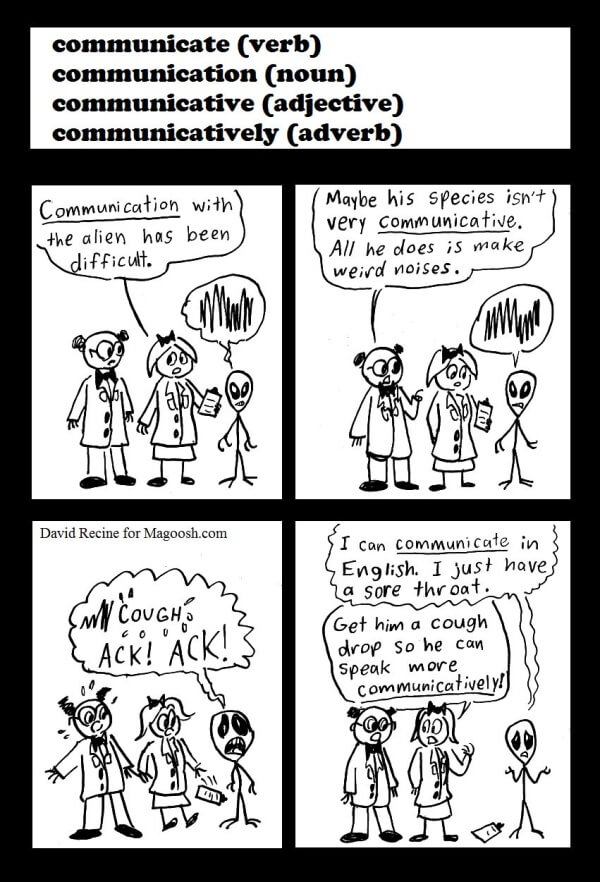 Magoosh Comics: The Grammar of "Communicate"
