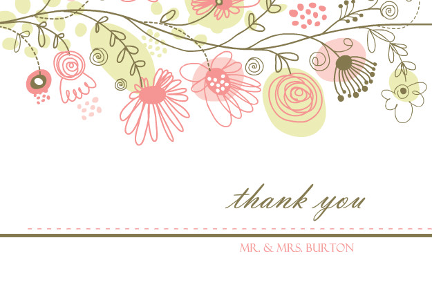 Spring Floral Border Thank You Card Template