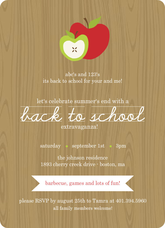 Back To School Party Invitation Wording