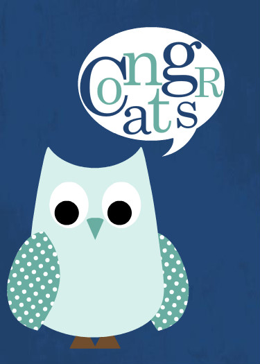 Congratulations Cards - Blue and Teal Whimsical Owl Congratulations Card