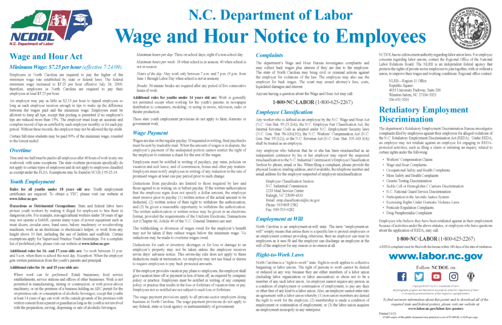 North Carolina Required Posters - Manpower Maine