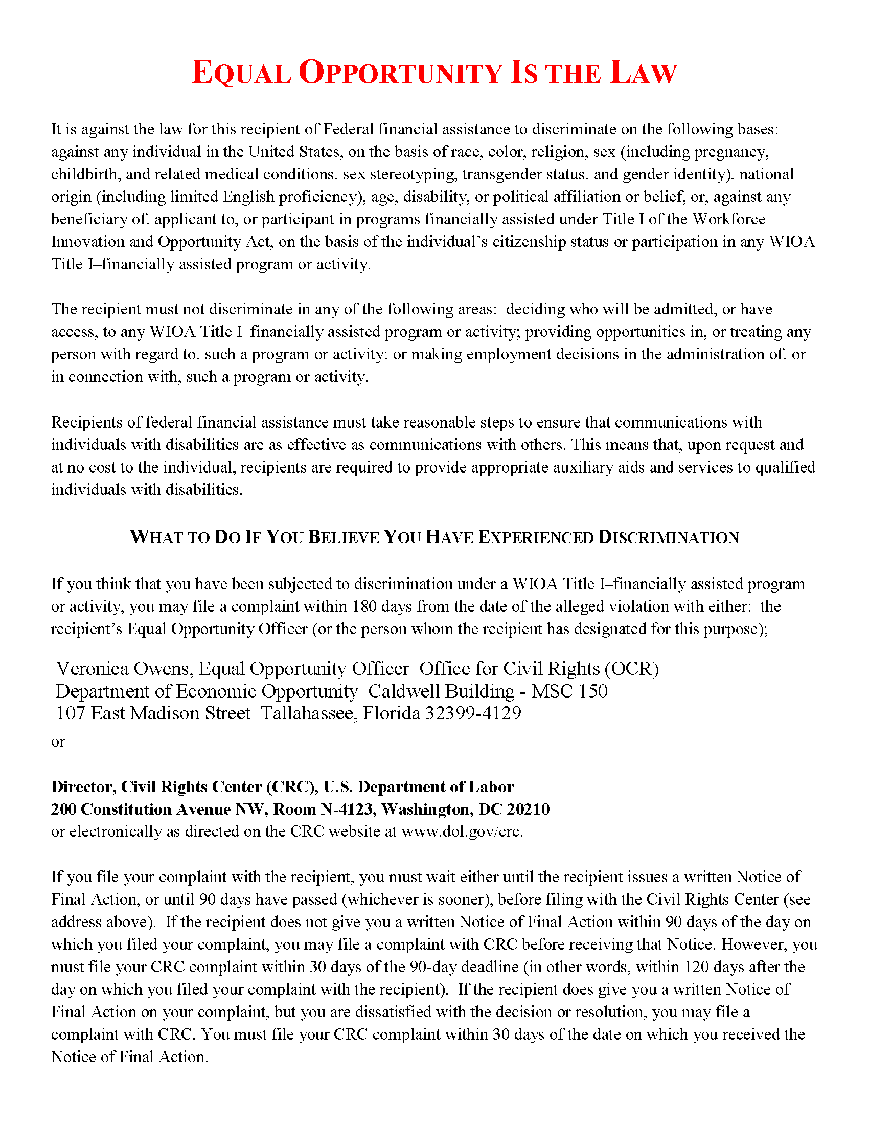 Florida Required Posters - Manpower Maine