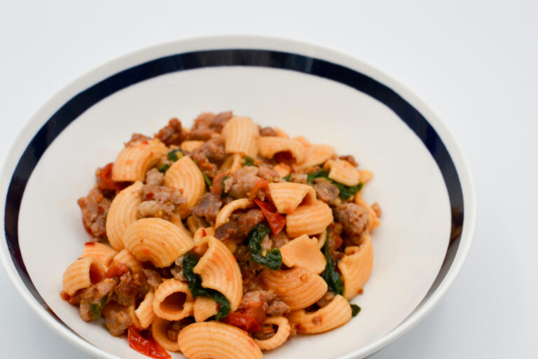 Spicy Sausage and Spinach Lumaca Rigata - Marc Eats