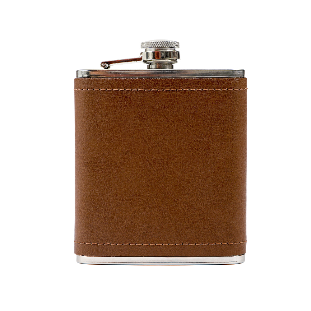Monogrammed Leather Wrapped Flask