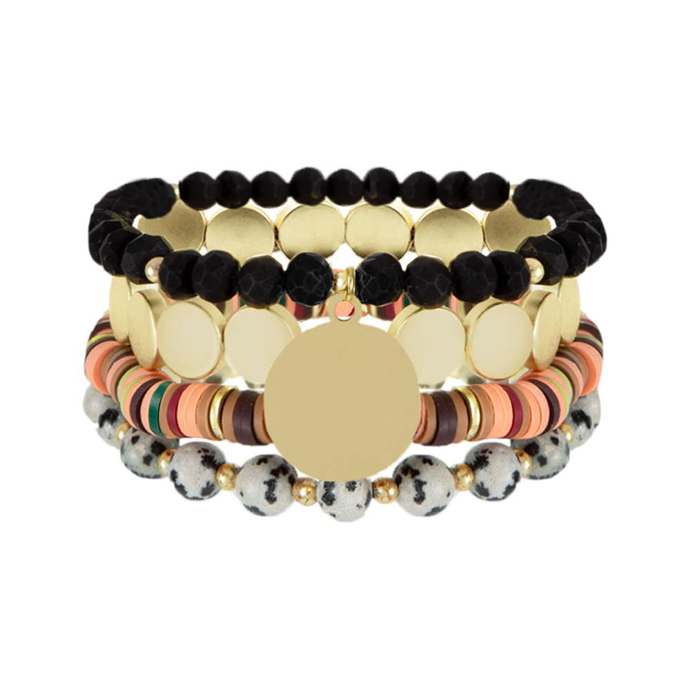 Personalized Fall Bracelet Stack | Stack of 4 Stretch Bracelets