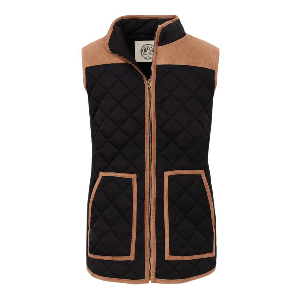 Personalized Black Quilted Barn Vest - Marleylilly