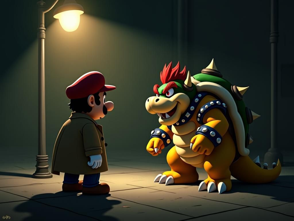 Prompt: Super Mario Bros. as a Gritty Crime Drama