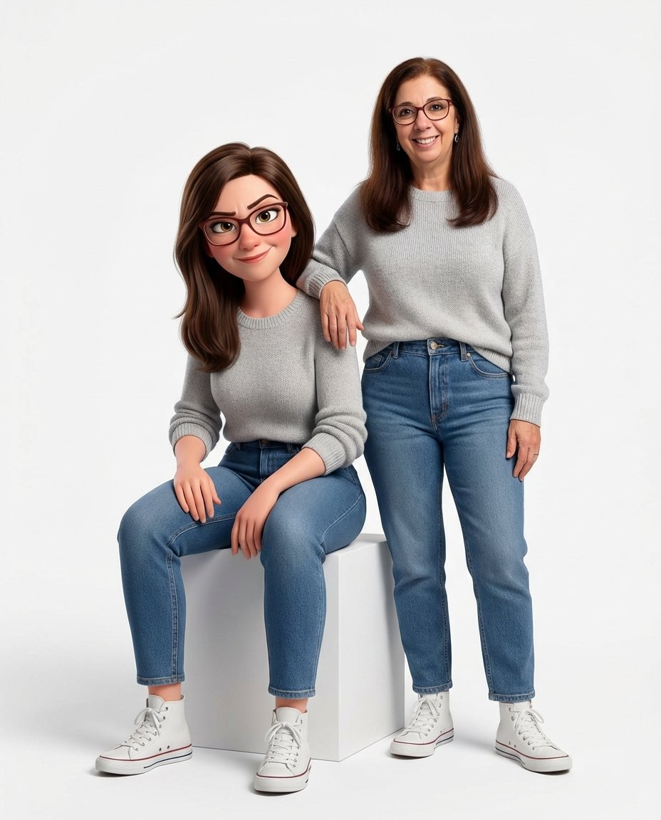 Real vs. Pixar: Identical Twins - An AI Creation on Prompt Mine