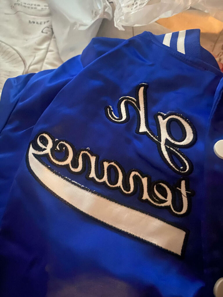 Blue Cropped Varsity Baseball Jacket – IRHAZ