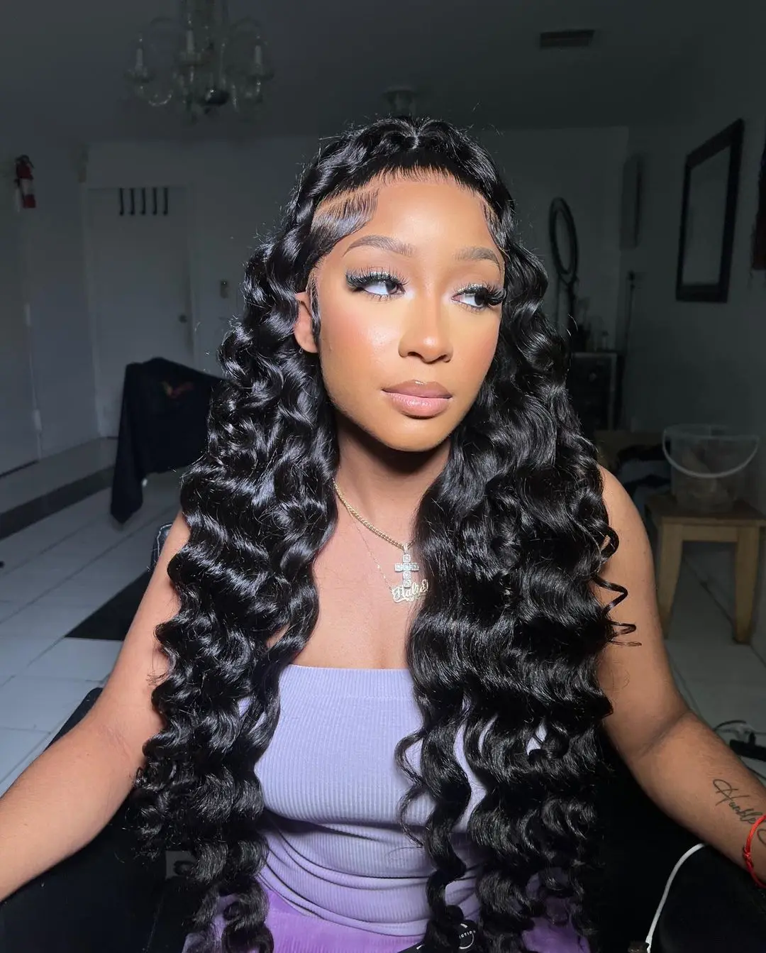 Ishow Invisible Knots HD Lace Glueless Human Hair Wigs Loose Deep Wave ...