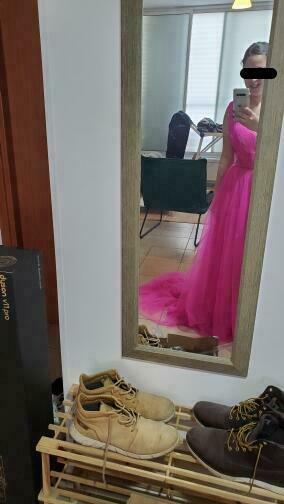 SHILOH Formal Dress | Pleated Tulle Gown with Deep V-Neck & Open Back ...