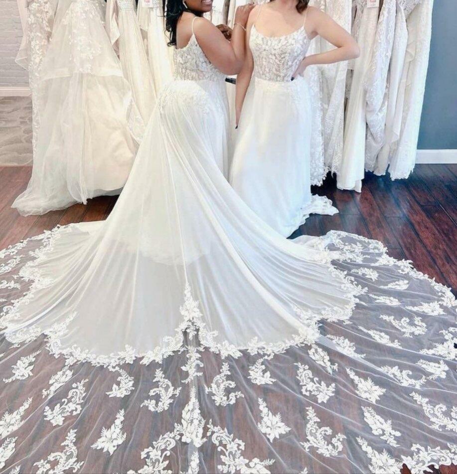 REGINA Wedding Dress | Chiffon & Lace A-Line Bridal Gown – Lula Bridal